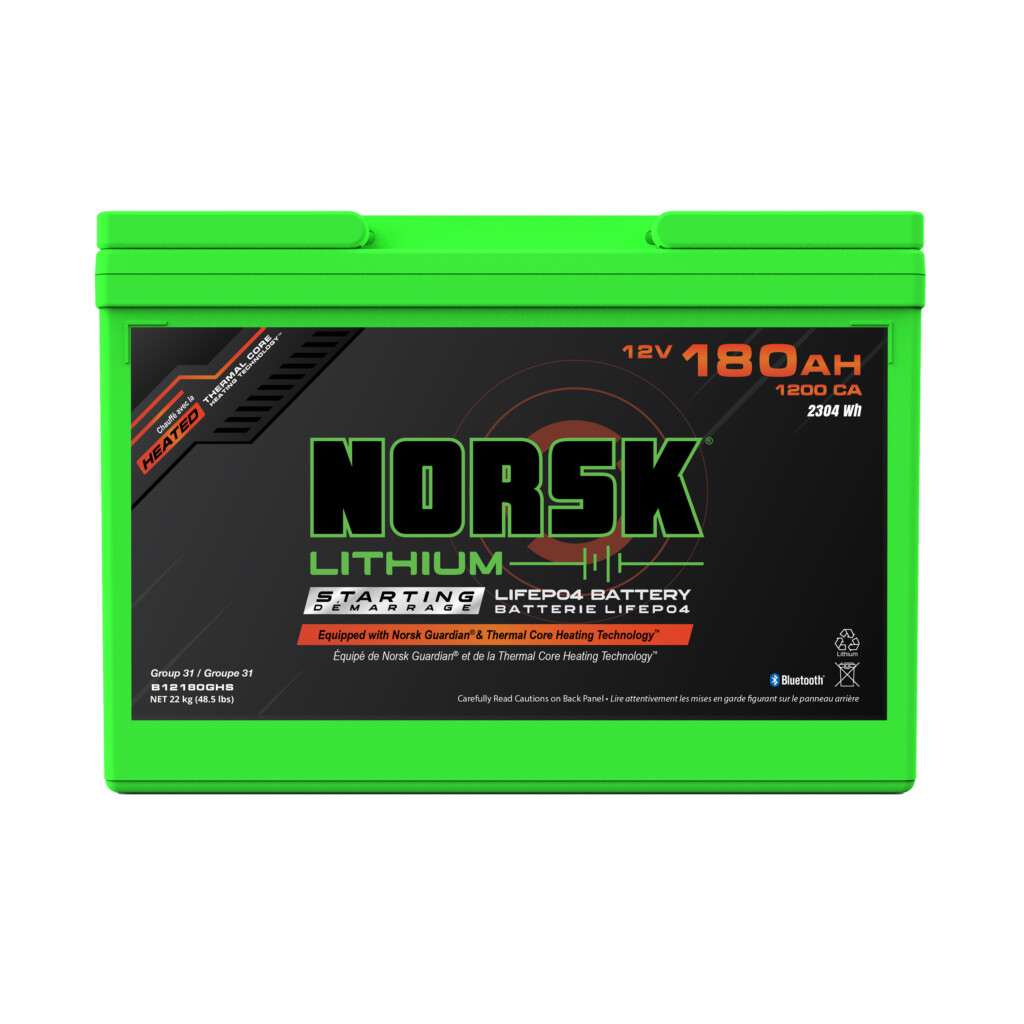 12V 180AH HEATED Lithium Marine Cranking Battery - Norsk Lithium
