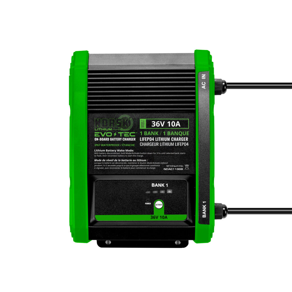 EVO-TEC™ 36V 10A - 1 Bank On-Board Charger - Norsk Lithium