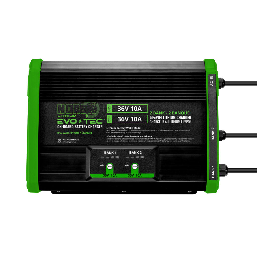 EVO-TEC™ 36V/36V 10A - 2 Bank On-Board Charger - Norsk Lithium