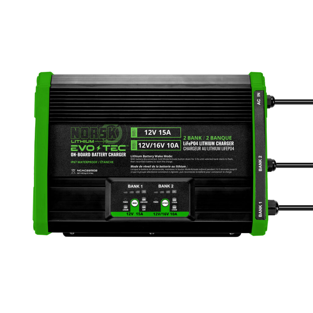 EVO-TEC™ 12V+12V/16V - 2 Bank Selectable On-Board Charger - Norsk Lithium