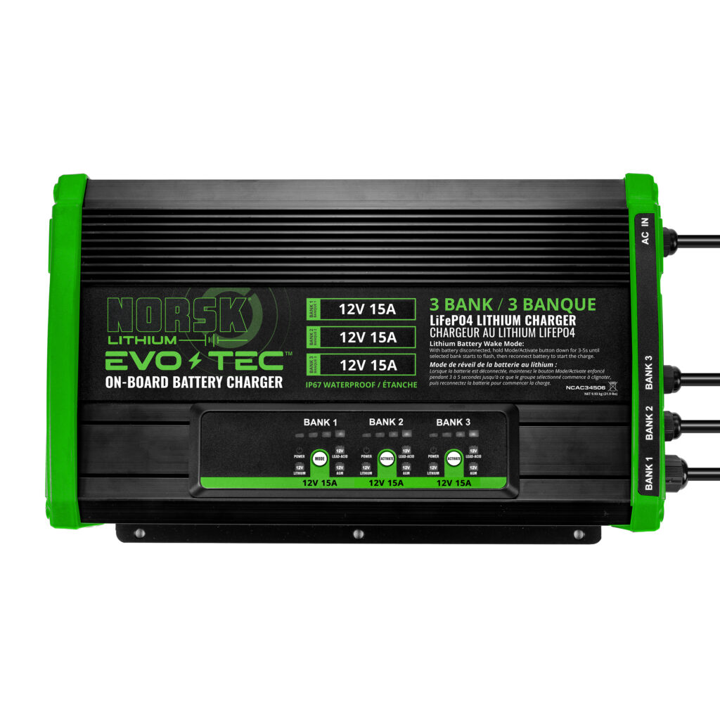 EVO-TEC™ 12V+12V+12V 15A – 3 Bank On-Board Charger - Norsk Lithium